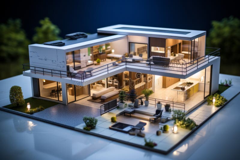 A Model of a Two-storey House in a Modern Style on the Architect S Desk ...