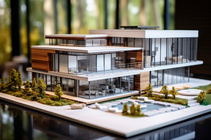 A Model of a Two-storey House in a Modern Style on the Architect S Desk ...