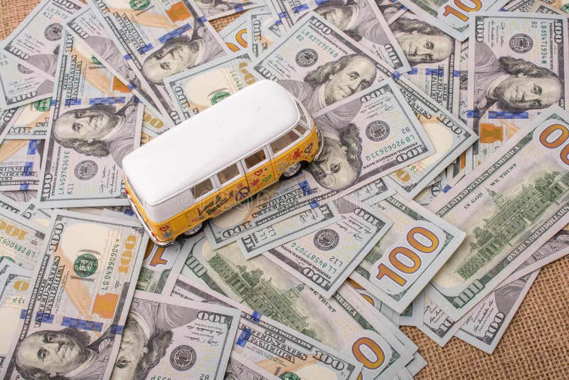 Model Van Placed US Dollar Banknotes Stock Photo - Image of inflation ...