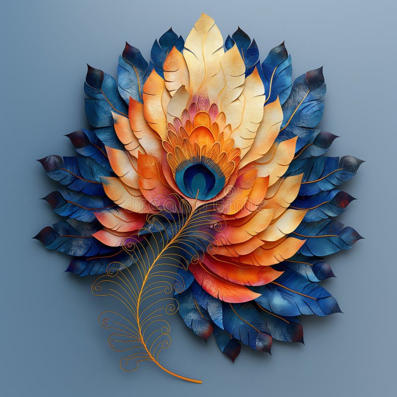 Model of a Vibrant Peacock Feather, AI Generated Stock Illustration ...