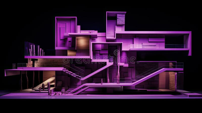 A Model with Violet Lights on the Facade, Perfect for Entertainment ...