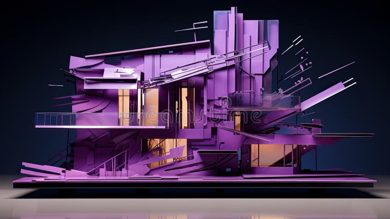 A Model with Violet Lights on the Facade, Perfect for Entertainment ...
