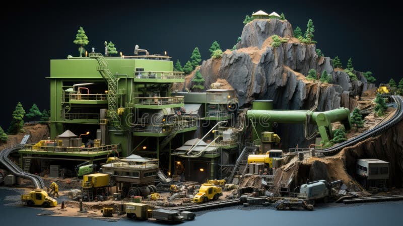 Model of a Waste Processing Plant. Generative AI. Stock Illustration ...