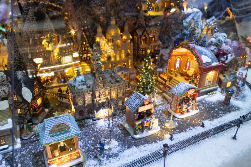 A Model of a Winter City on Display in a Toy Store Stock Image - Image ...