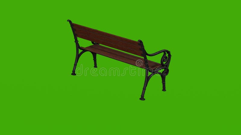 A Model of a Wooden Bench with a Backrest Rotates on a Green Screen ...