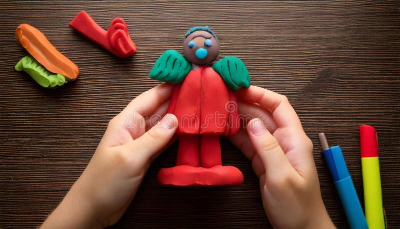 Modeling Colorful Figures with Plasticine in a Creative Workspace Stock ...