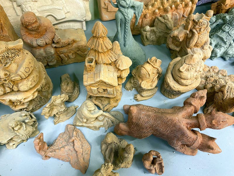 Modeling of Figures Made of Clay. Artistic Modeling of Various ...