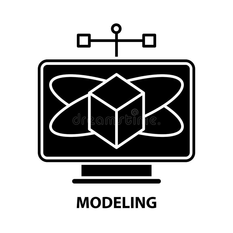 Modeling Icon, Black Vector Sign with Editable Strokes, Concept ...