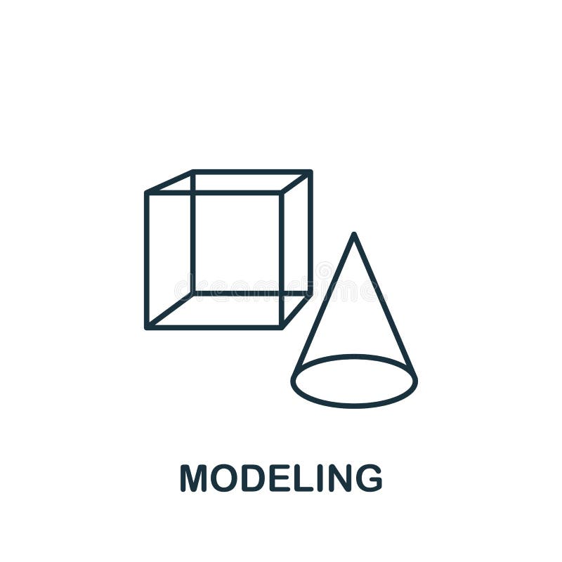 Modeling Icon. Simple Line Element Modeling Symbol for Templates, Web ...