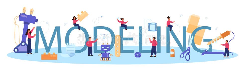 Modeling School Subject Typographic Header. Engineering, Crafting Stock ...