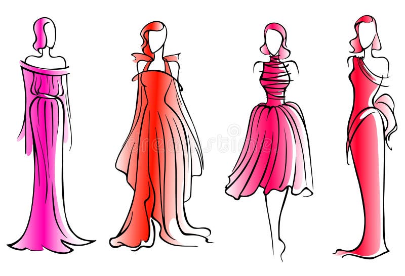 Modelli di moda illustrazione vettoriale. Illustrazione di costoso ...