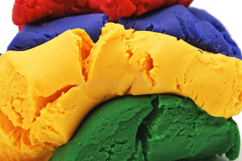 Modelling Clay Earth with Rainbow and Trees in Child Hands Stock Photo ...