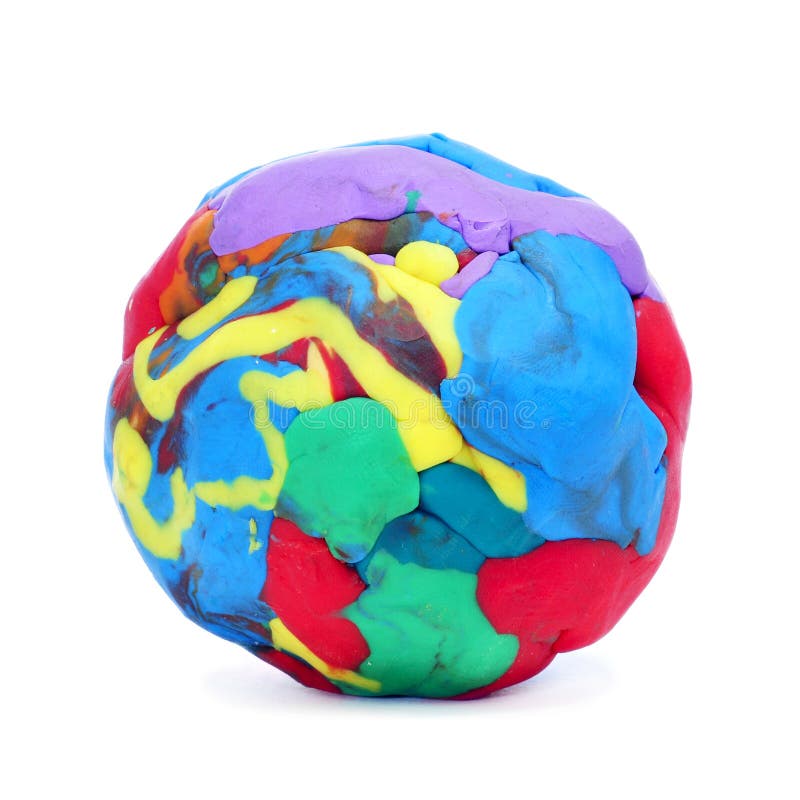 Modelling Clay Earth with Rainbow and Trees in Child Hands Stock Photo ...