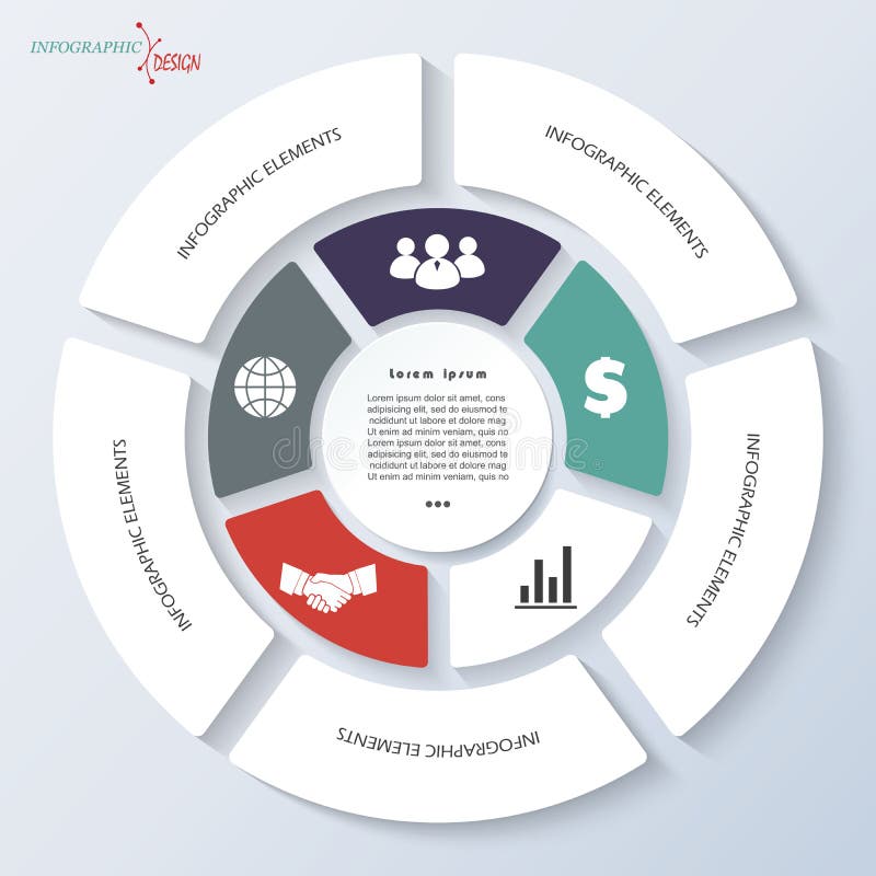 Modello Di Infographic Con Il Cerchio E Cinque Segmenti Illustrazione ...