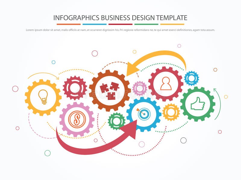 Modello Di Infographic Con L'ingranaggio, Il Lavoratore E Le Icone ...