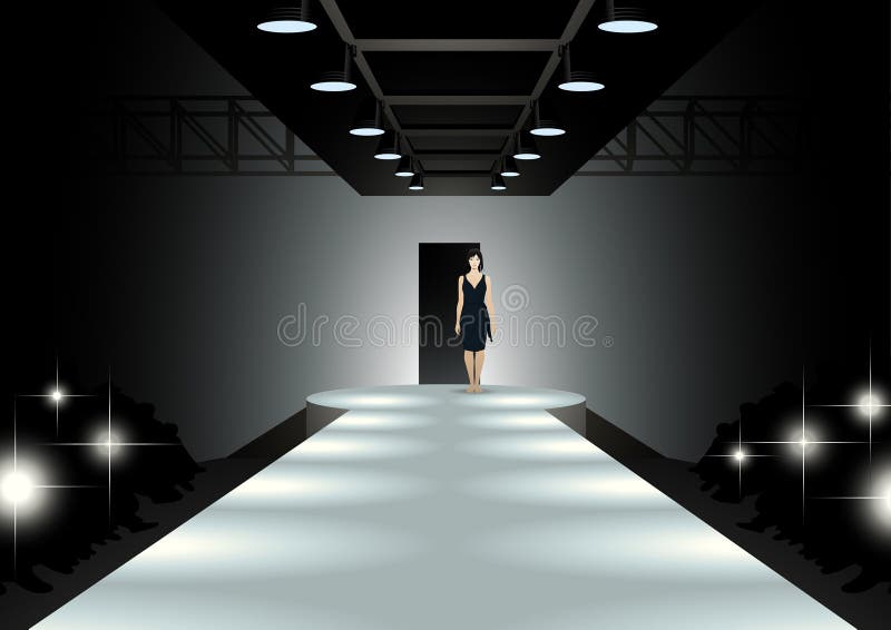 Modello Di Moda Che Cammina Giù La Passerella Illustrazione di Stock ...
