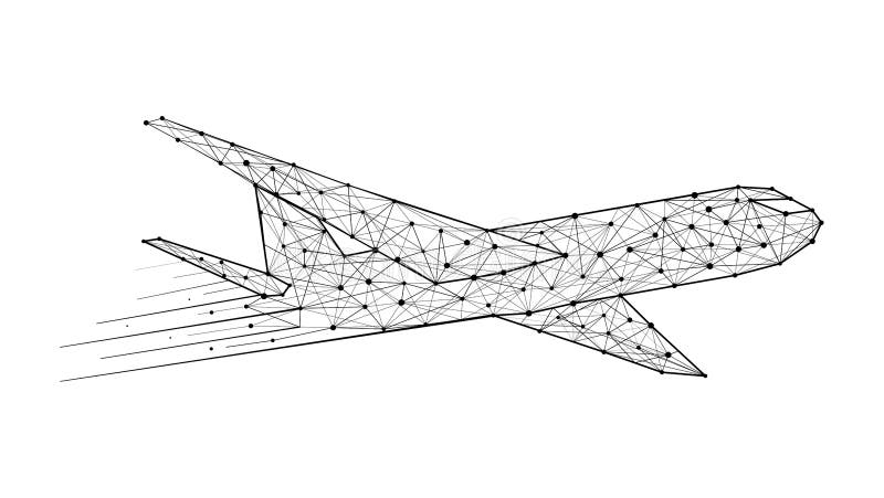 Aeroplano Poligonale, Struttura Del Wireframe Aereo Basso Del Modello ...