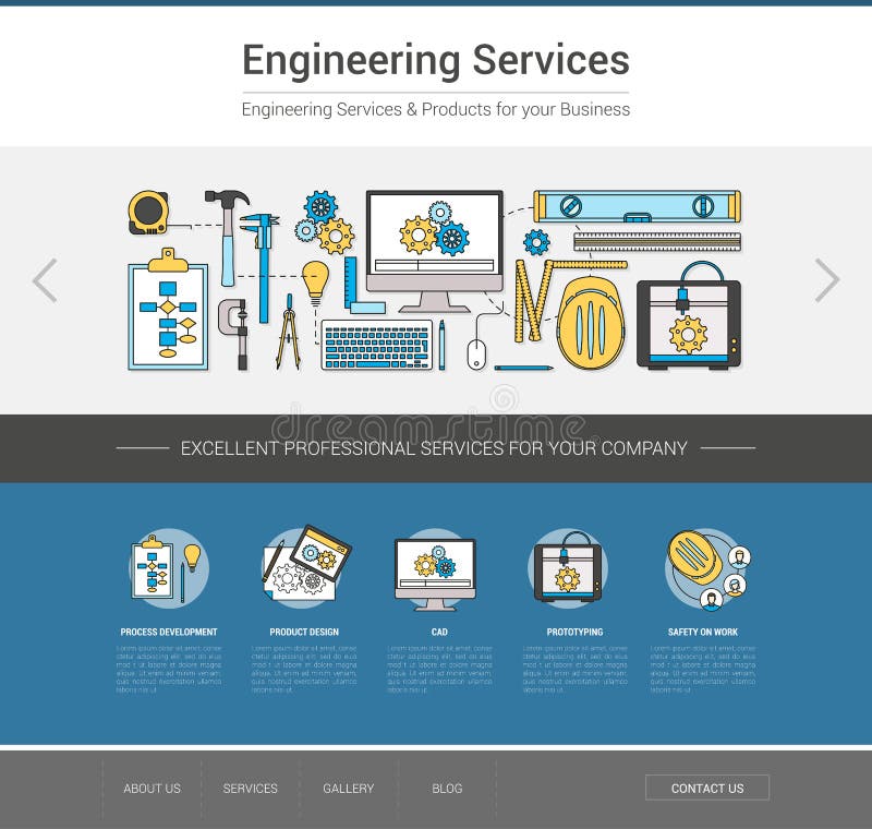Template web di ingegneria illustrazione vettoriale. Illustrazione di ...