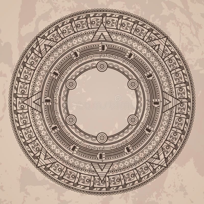 Vector El Modelo Circular En El Estilo De La Piedra Azteca Del ...