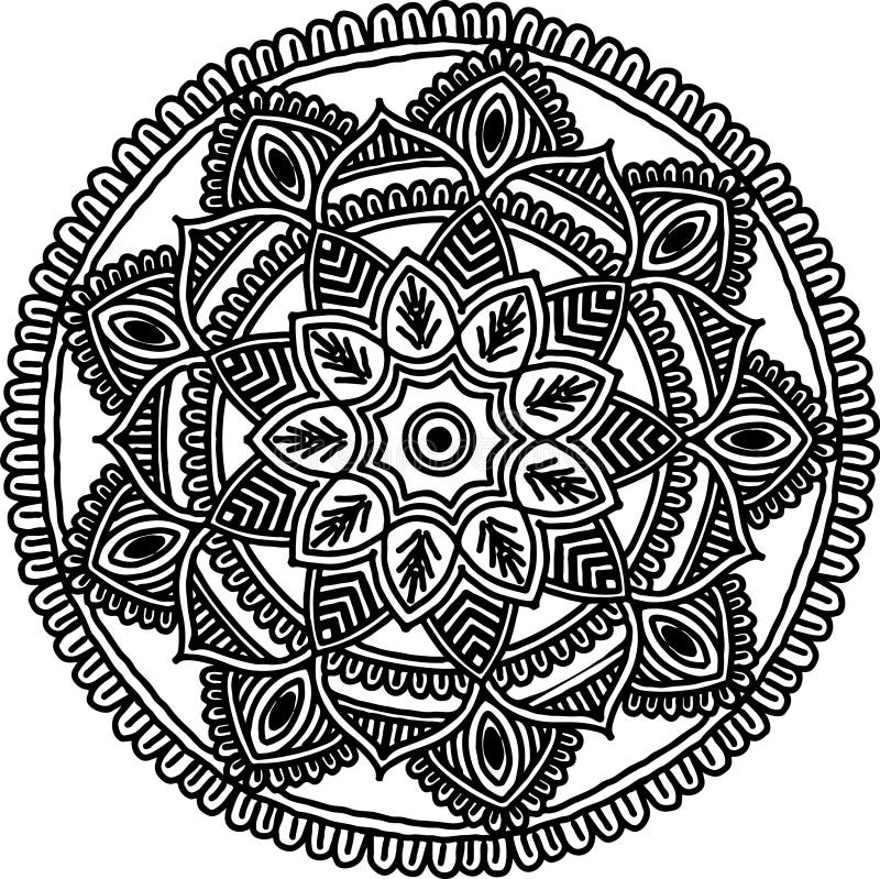 Modelo Circular Para Colorear Ilustración del Vector - Ilustración de motivo, indio: 95711346