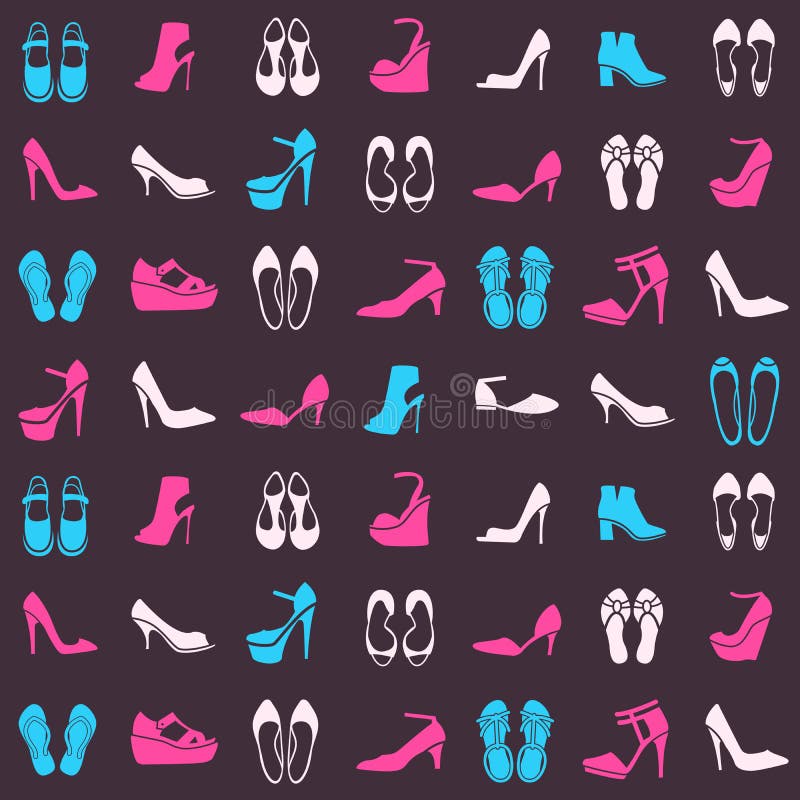 Modelo Con Los Diferentes Tipos De Zapatos Ilustración del Vector ...