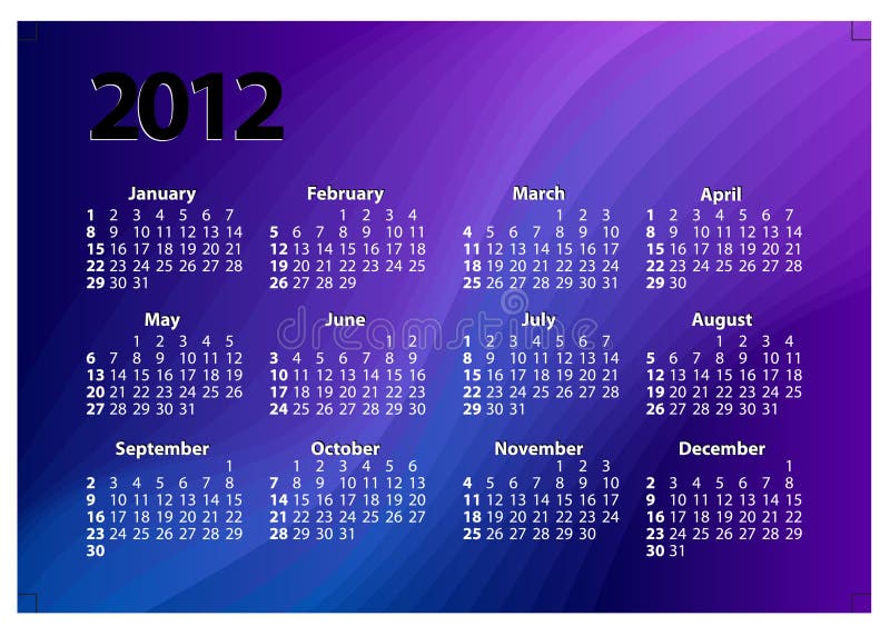 Calendario 2012 ilustración del vector. Ilustración de punto - 21344468