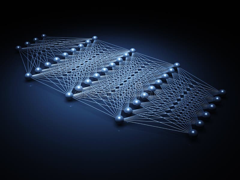 Modelo 3d Da Rede Neural Profunda Artificial Ilustração Stock ...
