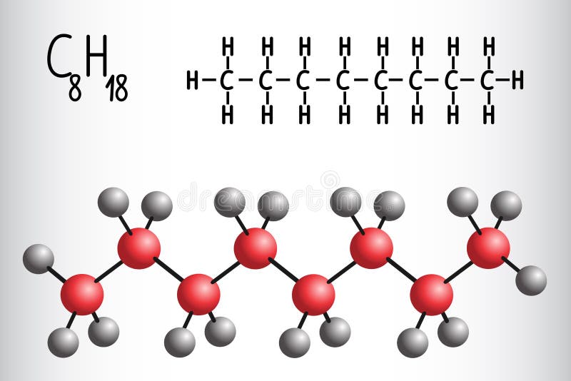 Molécula Do Octano Com Fórmula Química Ilustração Stock - Ilustração de ...