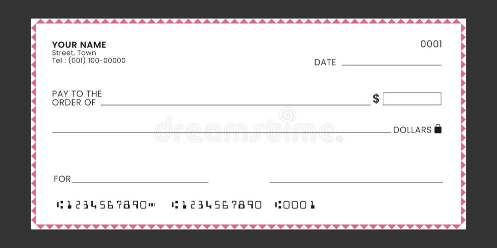 Modelo De Cheque Bancário Em Branco. Vetor Ilustração do Vetor ...