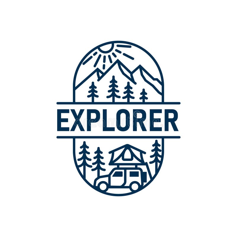 Modelo De Design De Logotipo De Linha Exploradora Ilustração do Vetor ...