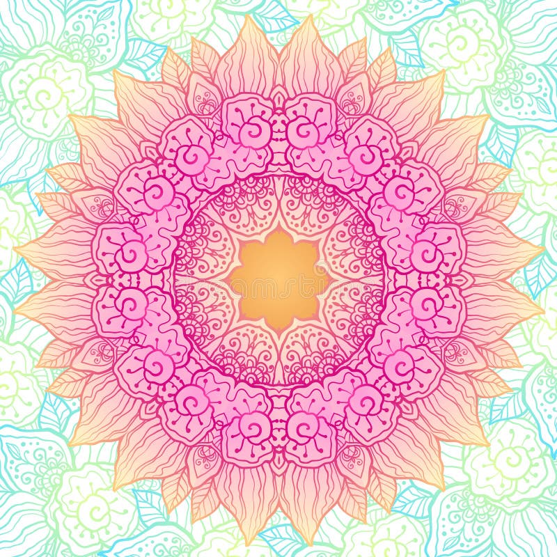 Modelo De Encaje Adornado Del Círculo Del Vector De La Flor Ilustración ...