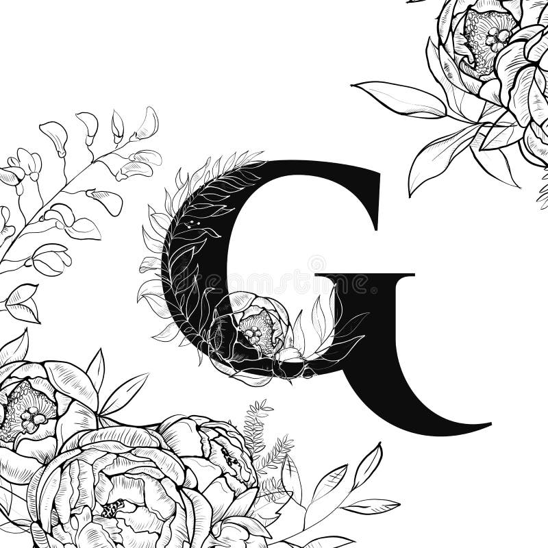 Modelo De G De La Letra Del Alfabeto De La Flor Ilustración del Vector ...
