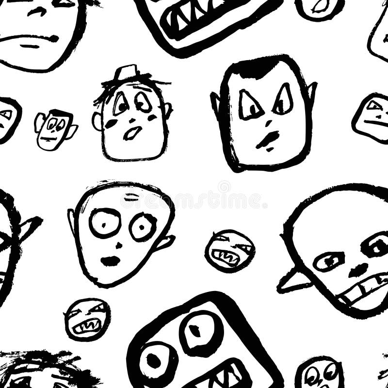 Modelo De Las Caras De Los Garabatos Ilustración del Vector ...