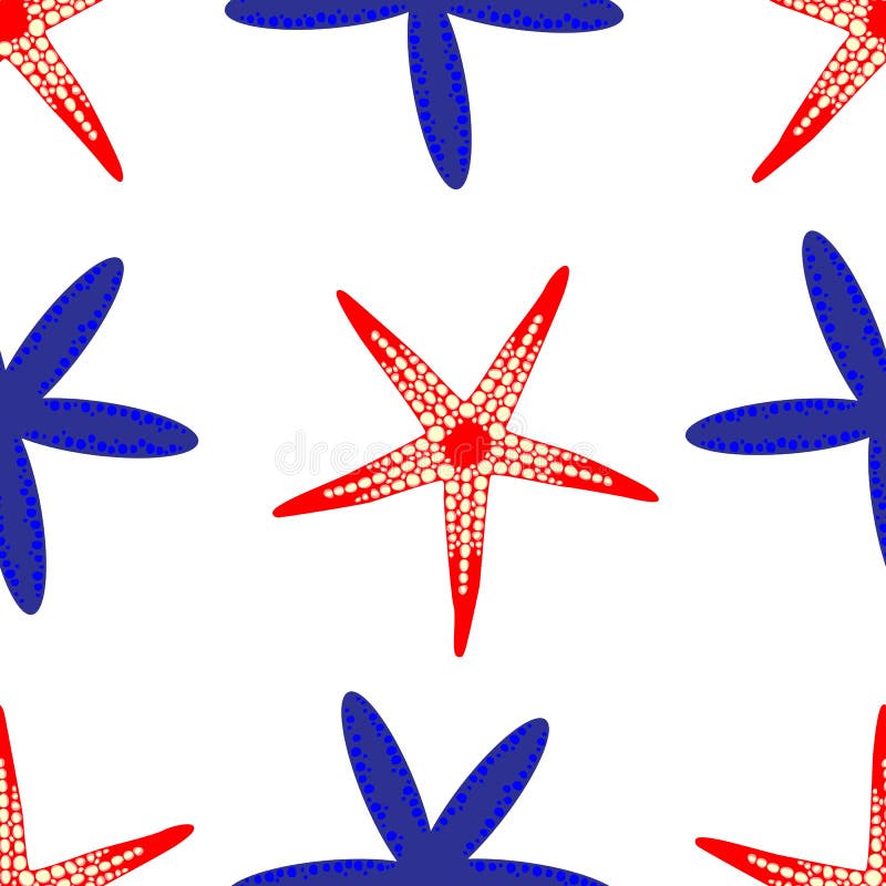 Modelo De Las Estrellas De Mar Rojas Y Azules Ilustración del Vector ...
