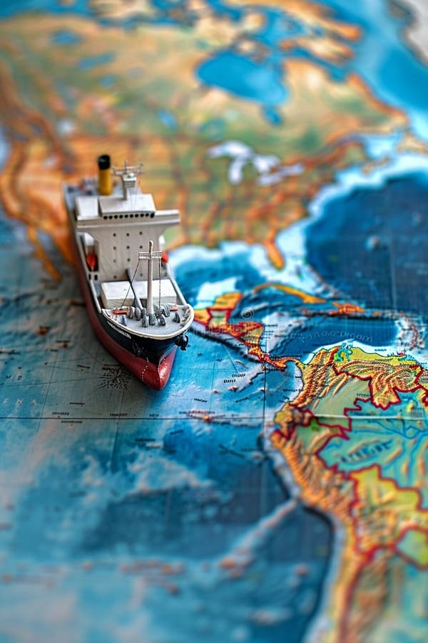 Modelo De Navio Contentor Num Mapa Mundial Foto de Stock - Imagem de ...