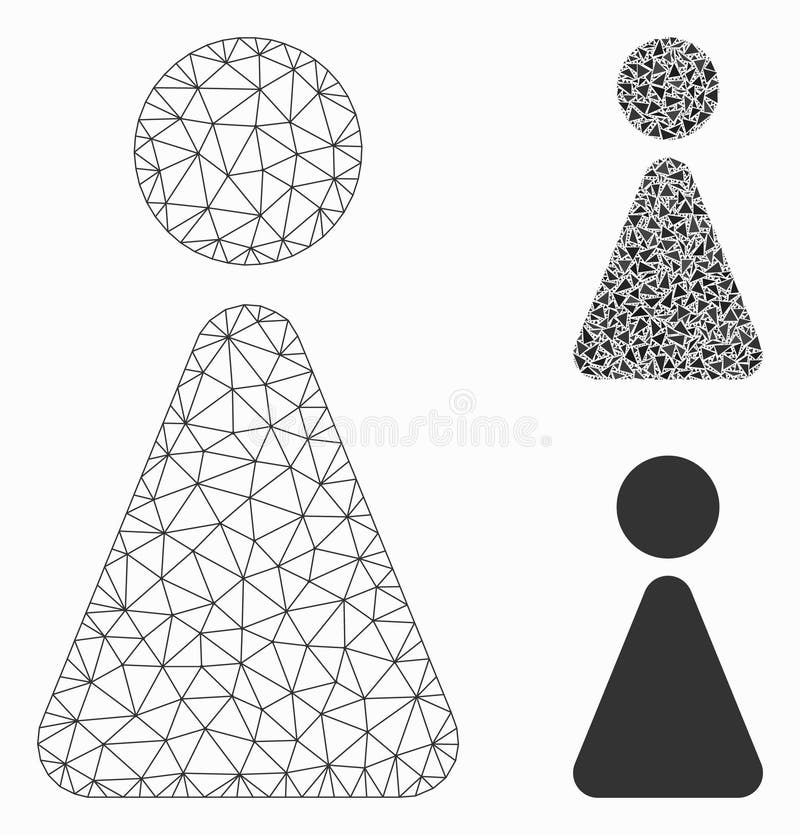 Modelo De Red De Malla Vectorial Femenina E Icono De Mosaico Triangular ...