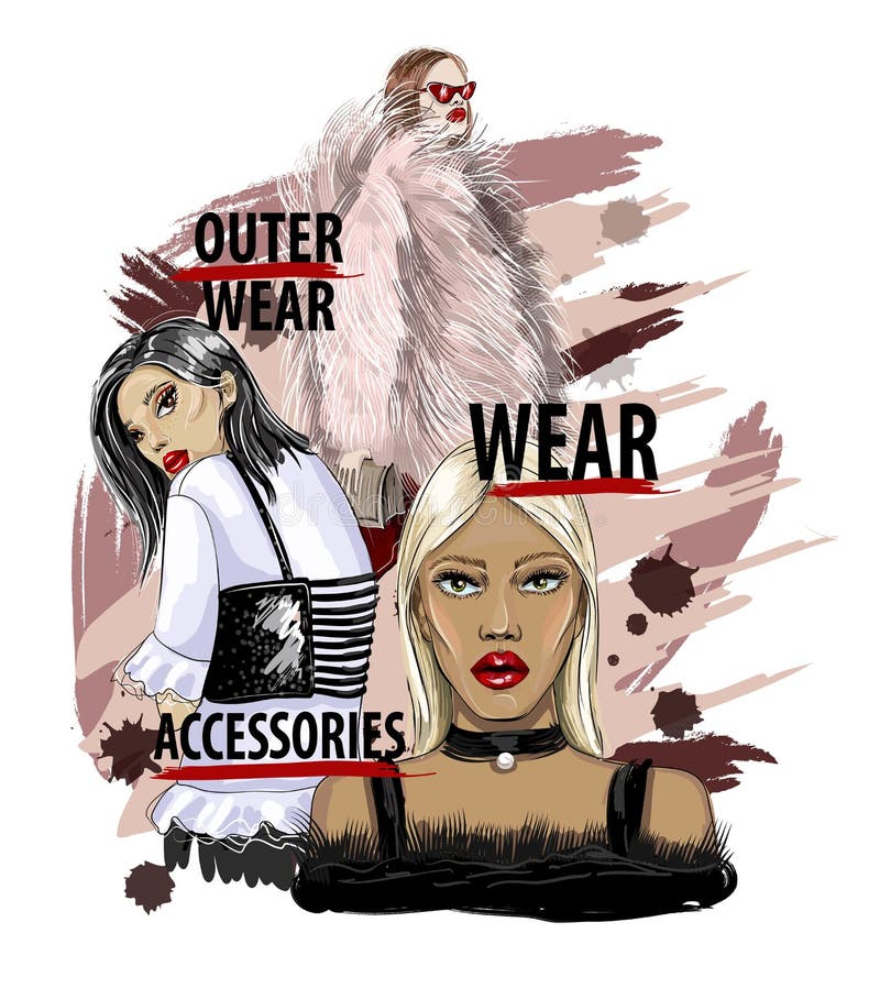 Modelo De Tres Muchachas En Ropa De Moda Y Accesorios Ejemplo De Moda ...