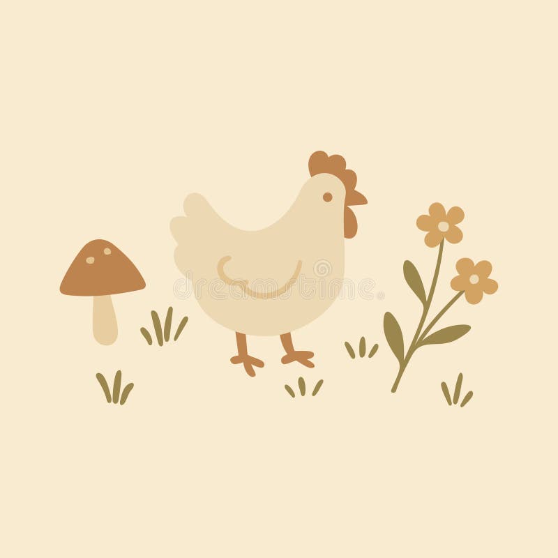 Modelo De Vetor De Galinha Do Estilo De Tema Cottagecore Ilustração do ...