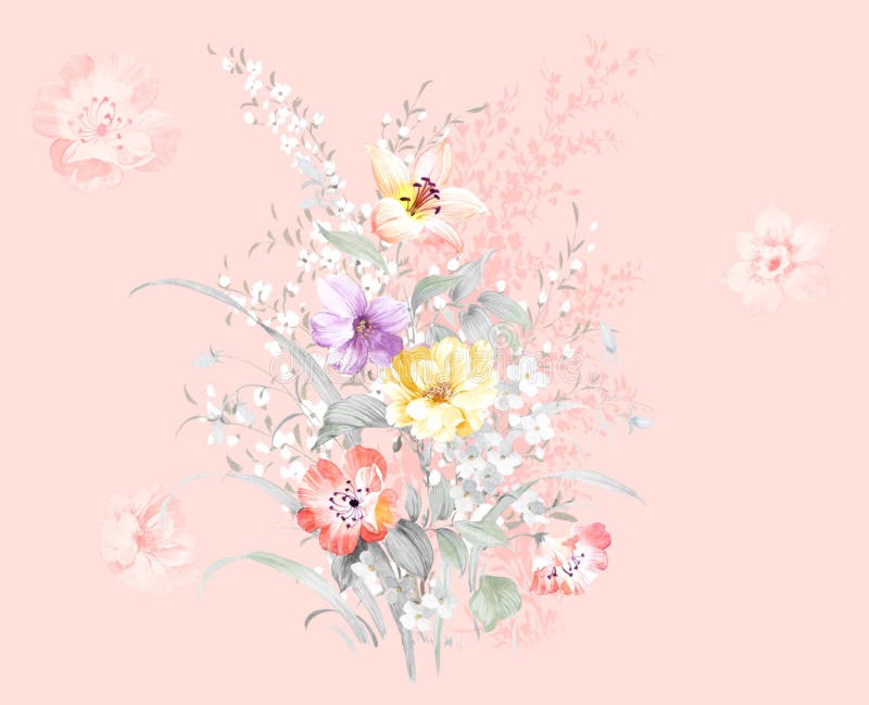 Modelo Del Ejemplo De La Flor En Fondo Simple Stock de ilustración ...