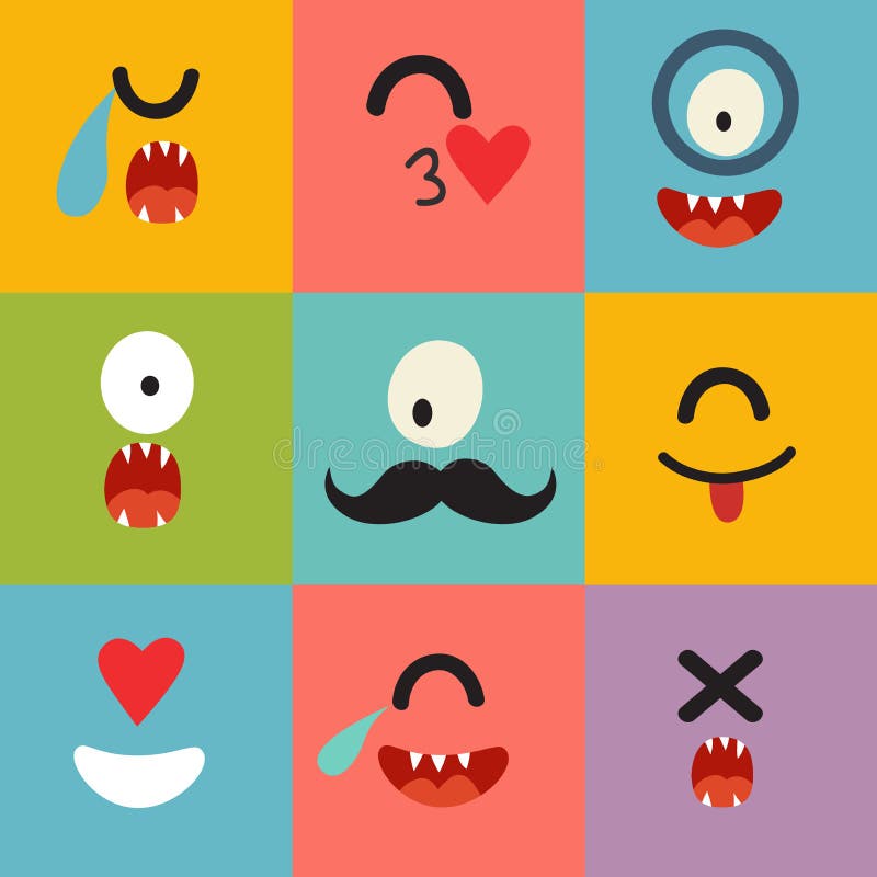 Modelo Del Vector De Los Emoticons Iconos Del Cuadrado De Emoji ...