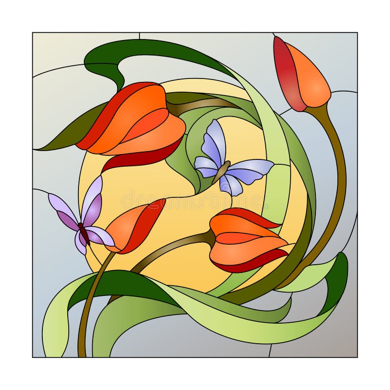 Modelo del vitral ilustración del vector. Ilustración de florescencia ...