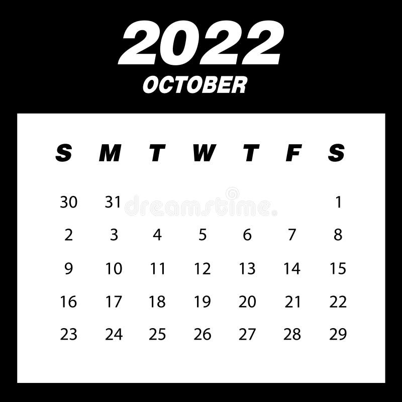 Calendário De 2022 De Outubro Com Formas Abstratas E Tigre. Vetor ...