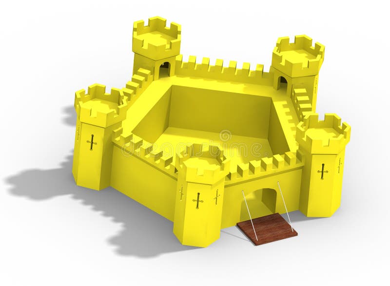 Modelo do castelo amarelo ilustração stock. Ilustração de paredes - 4274031