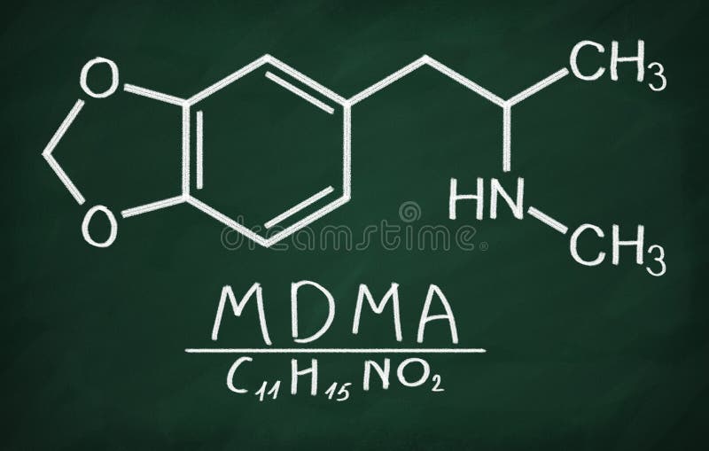 Fórmula Química Estructural De Mdma Con Formas De Líquido En Fondo