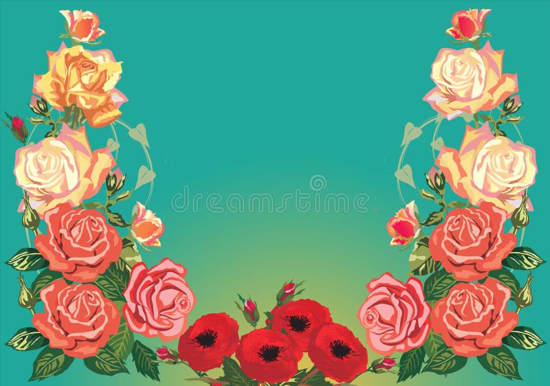 Modelo Floral Del Medio Marco De Rose Ilustración del Vector ...