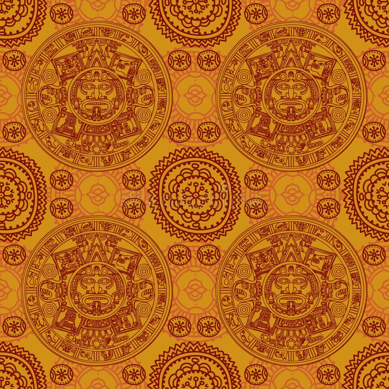 Patrón Continuo Con El Zodíaco Maya Ilustración del Vector ...
