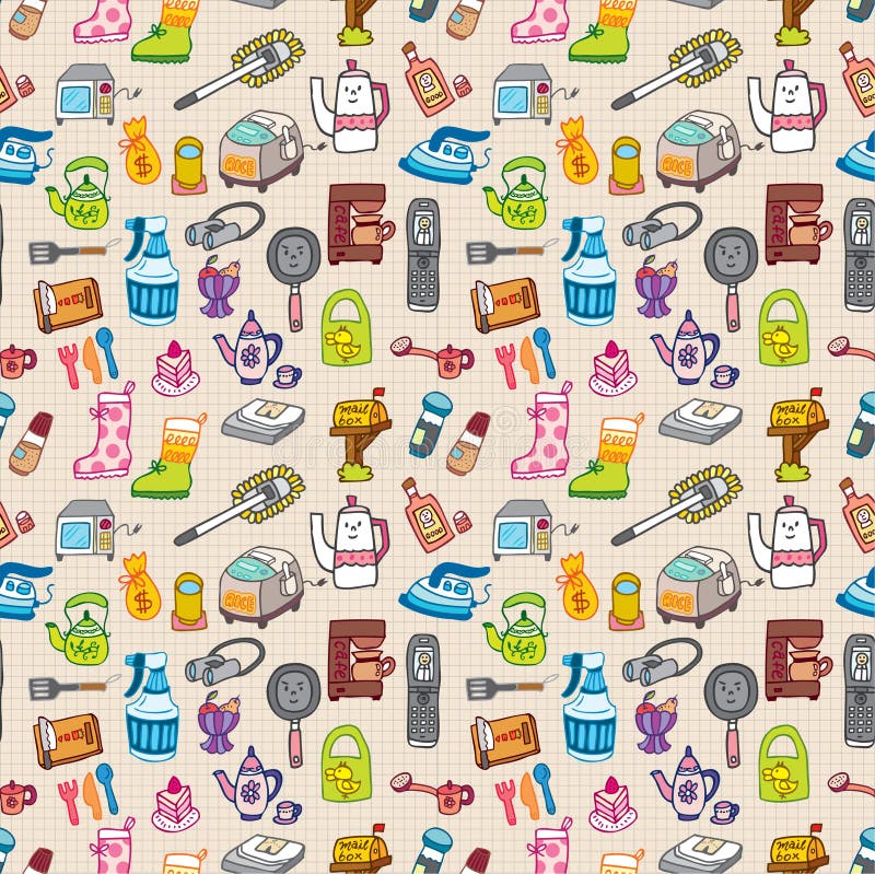 Modelo Inconsútil De La Cosa Casera Divertida Ilustración del Vector ...