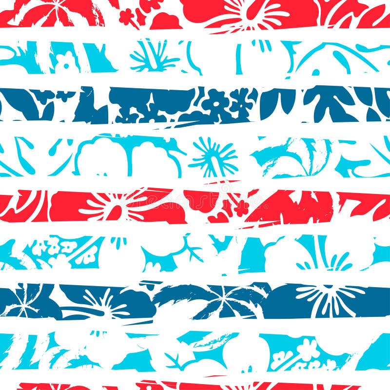 Modelo Inconsútil De La Raya Tropical Del Hibisco Ilustración del ...