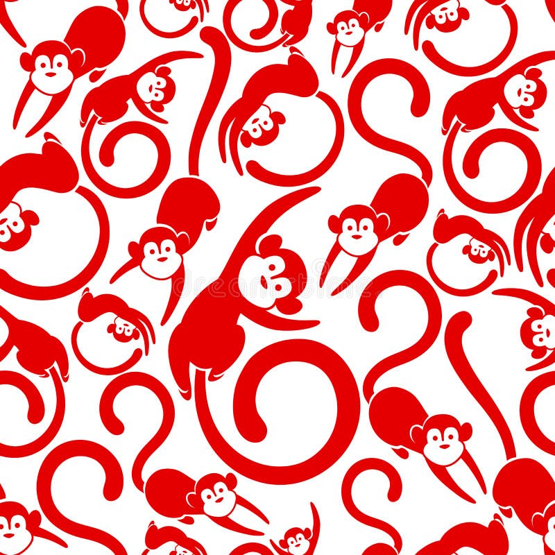 Modelo Inconsútil De Monos Rojos Divertidos Ilustración del Vector ...