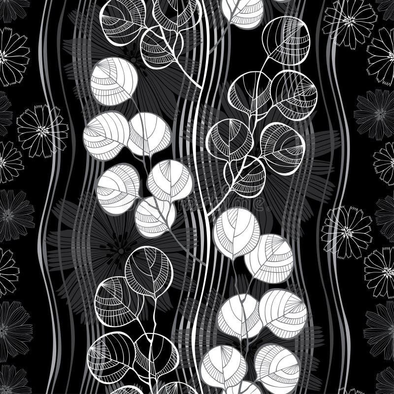 Modelo Inconsútil Con Las Ramas Y Las Flores Abstractas Negro Y W Stock ... Modelo Inconsútil Con Las Ramas Y Las Flores Abstractas Negro Y W Stock ...